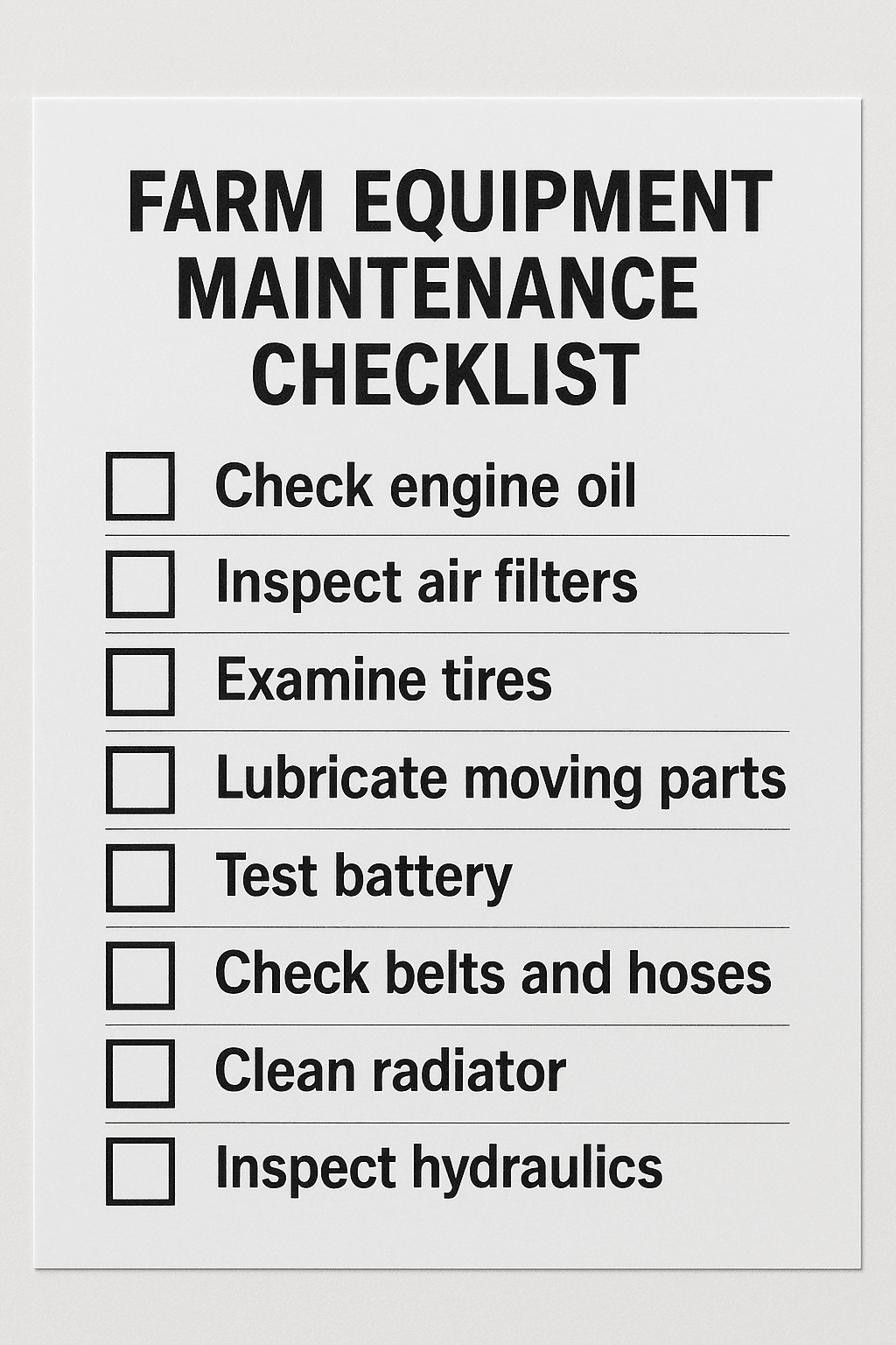 Farm Equipment Maintenance Checklist for Farmers